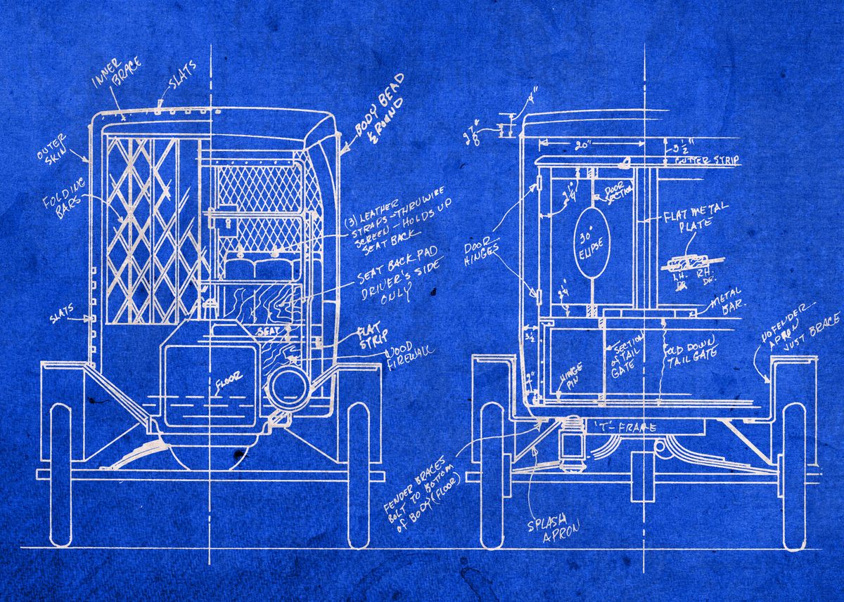 'Ford Model T Blueprints' Poster by Design Turnpike | Displate