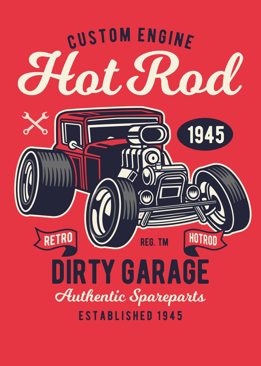 'Retro Hotrod' Poster, picture, metal print, paint by Aloke Design ...