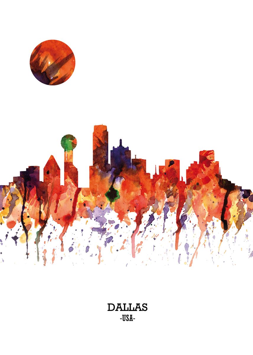 'Dallas silhouette' Poster, picture, metal print, paint by Yeşim Yaşa ...
