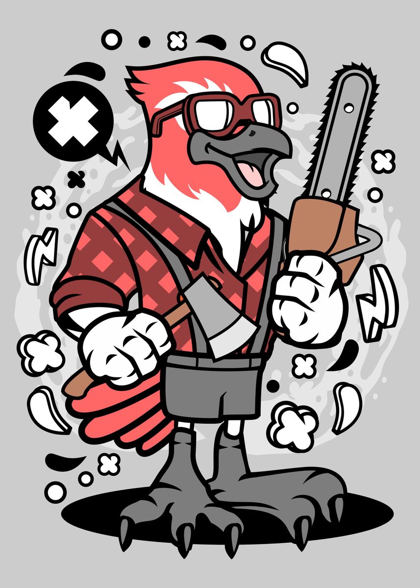 'Bird Lumberjack' Poster by Aloke Design | Displate