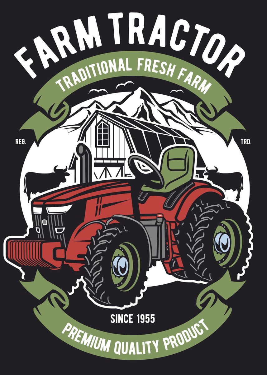 'Farm Tractor' Poster by Aloke Design | Displate