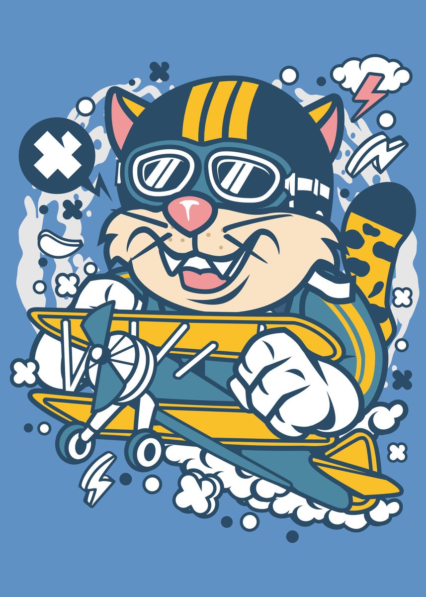 'Leopard Pilot' Poster, picture, metal print, paint by Aloke Design ...