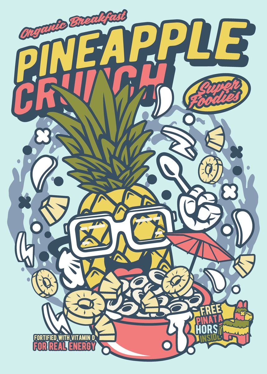 'Pineapple Crunch' Poster, picture, metal print, paint by Aloke Design ...