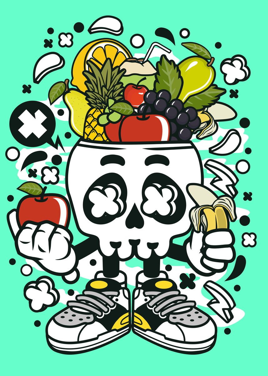 'Fruit Skull Head' Poster, picture, metal print, paint by Aloke Design ...