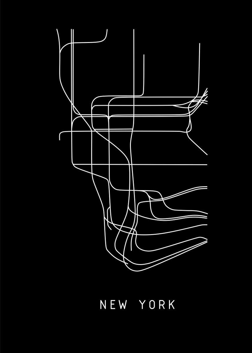 'NY subway - black' Poster, picture, metal print, paint by Tereza ...