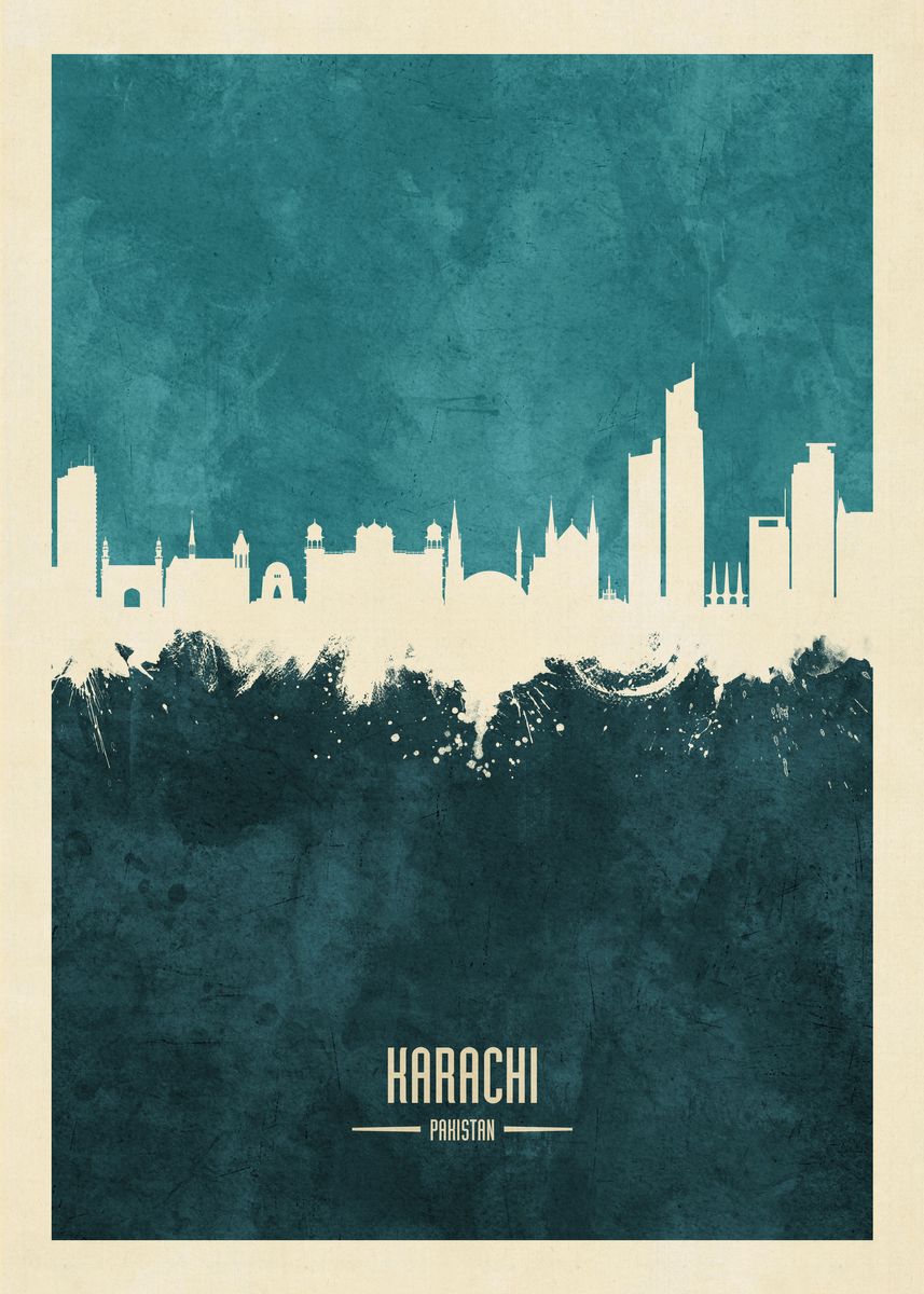 'Karachi Pakistan Skyline' Poster, picture, metal print, paint by ...