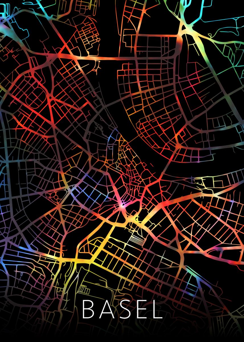 'Basel Switzerland City Map' Poster by Design Turnpike | Displate