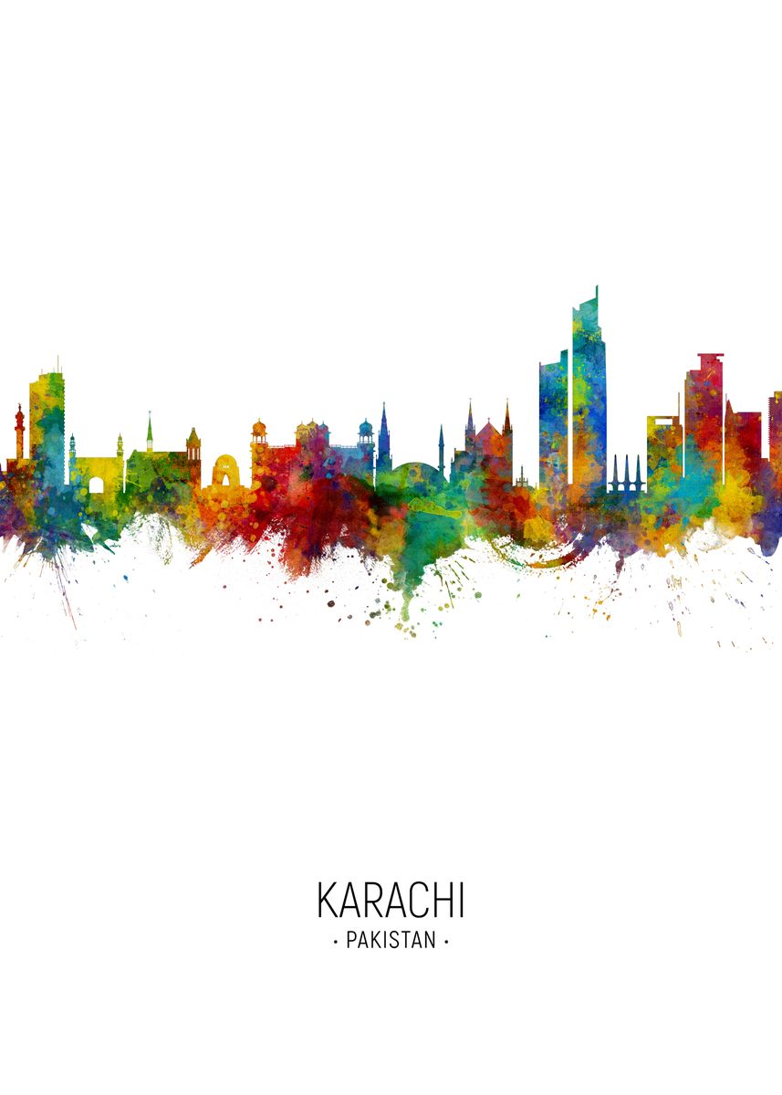 'Karachi Pakistan Skyline' Poster, picture, metal print, paint by ...