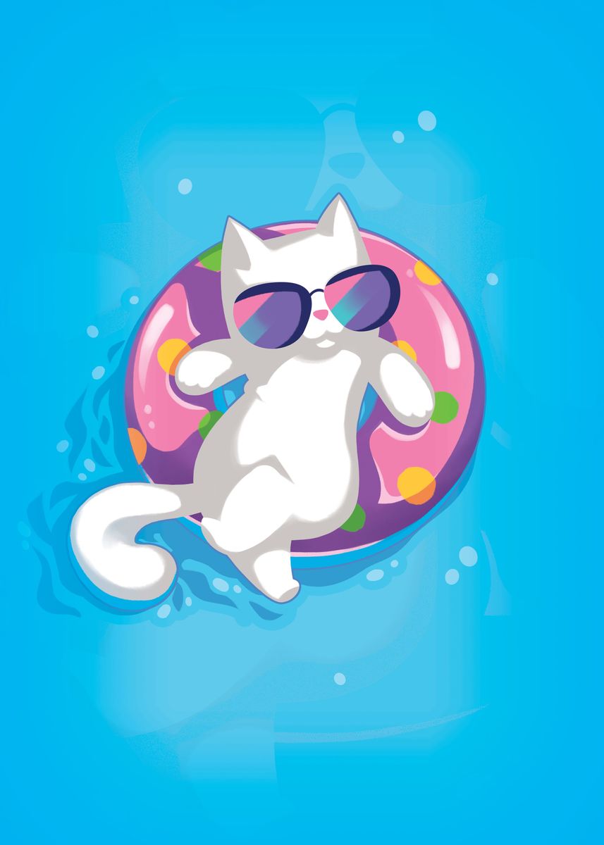 'Beach Cat' Poster by Mara Sandulescu | Displate