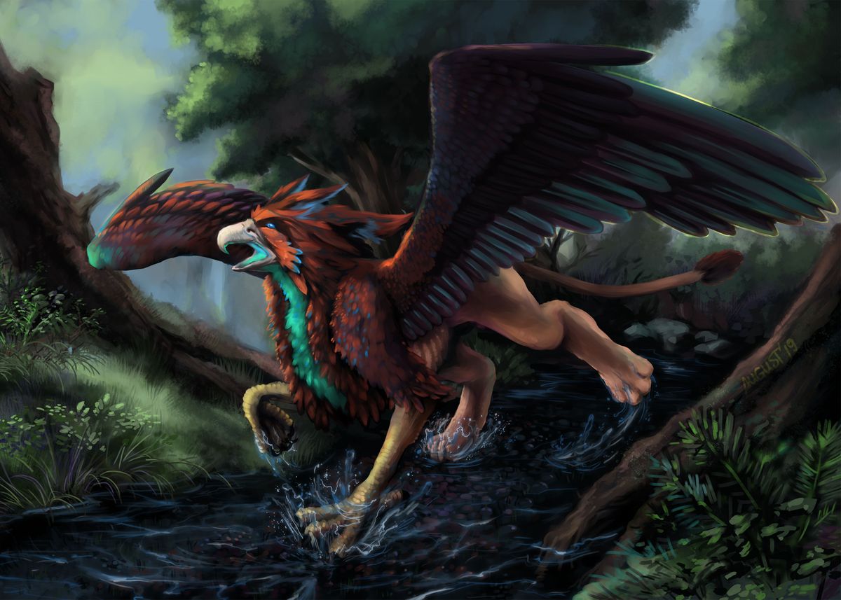 'Playful Griffin' Poster by Anna Augustyniak | Displate