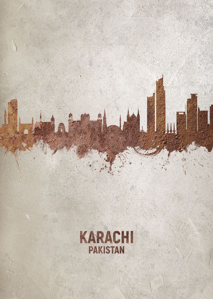 'Karachi Pakistan Skyline' Poster by Michael Tompsett | Displate