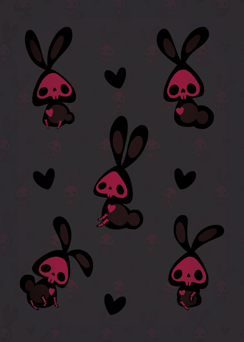 'Skelly Bunnies' Poster, picture, metal print, paint by Mara Sandulescu ...