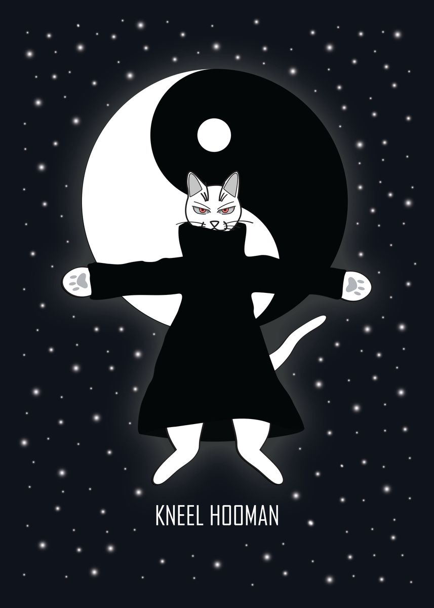 'Cat Kneel Hooman' Poster, picture, metal print, paint by Rosmaniar ...