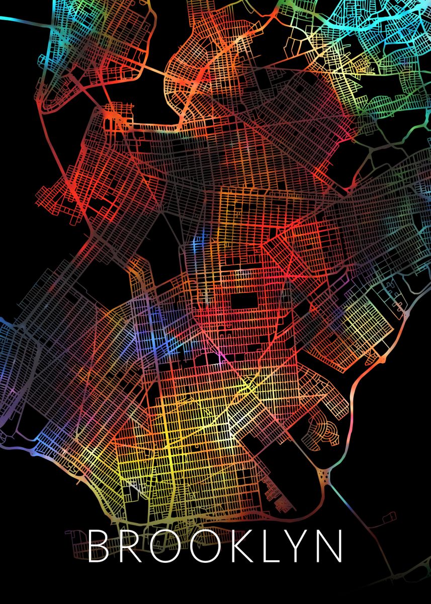 'Brooklyn NY City Map' Poster, picture, metal print, paint by Design ...
