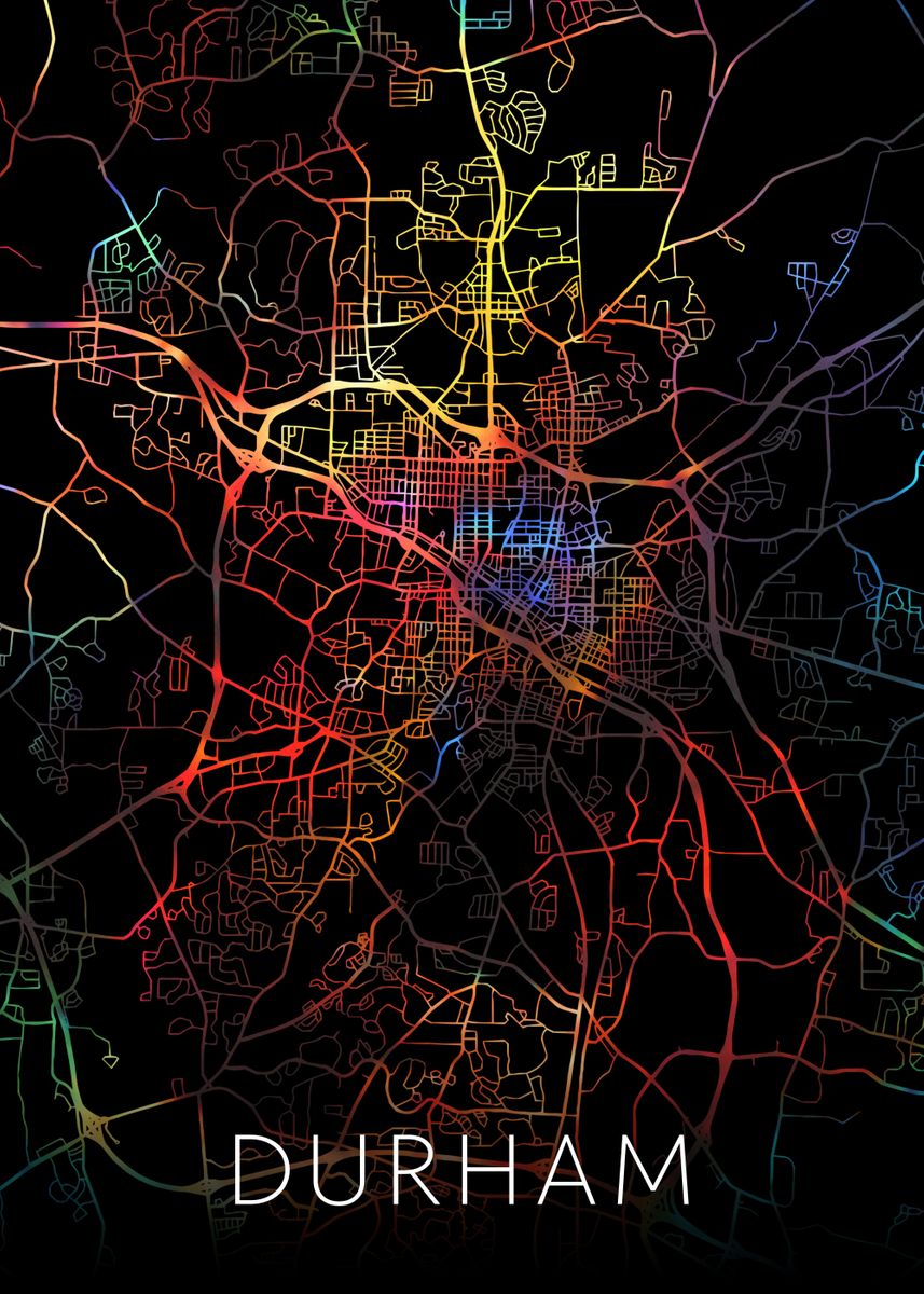 'Durham North Carolina Map' Poster, picture, metal print, paint by ...