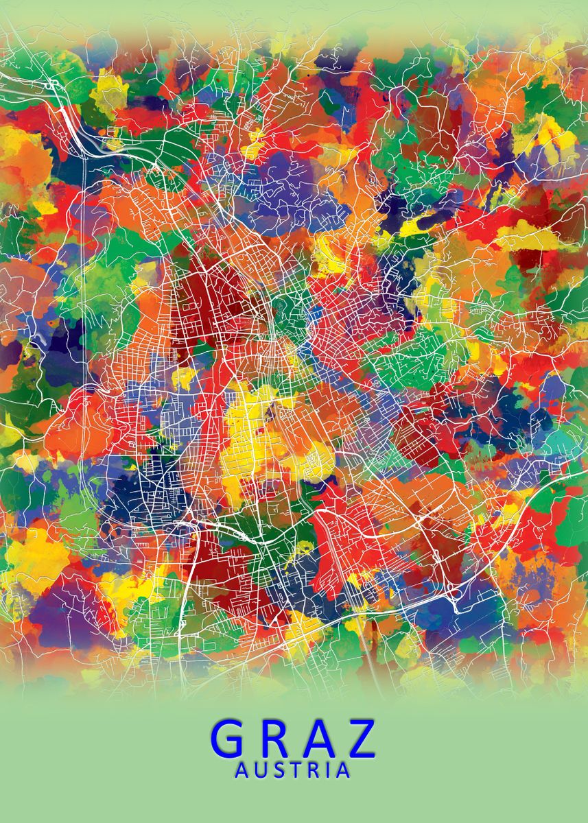 'Graz Austria City Map' Poster by City Map Art Prints | Displate