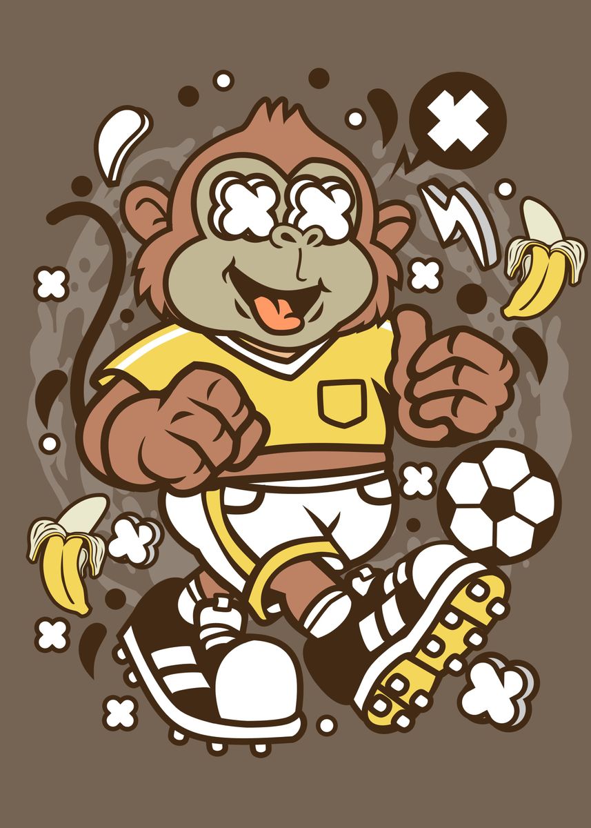'Soccer Monkey' Poster, picture, metal print, paint by Aloke Design ...
