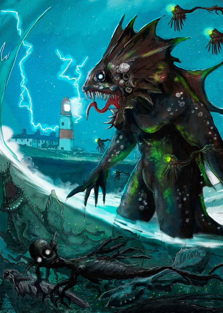 'Dagon' Poster, picture, metal print, paint by Carl McIntyre | Displate