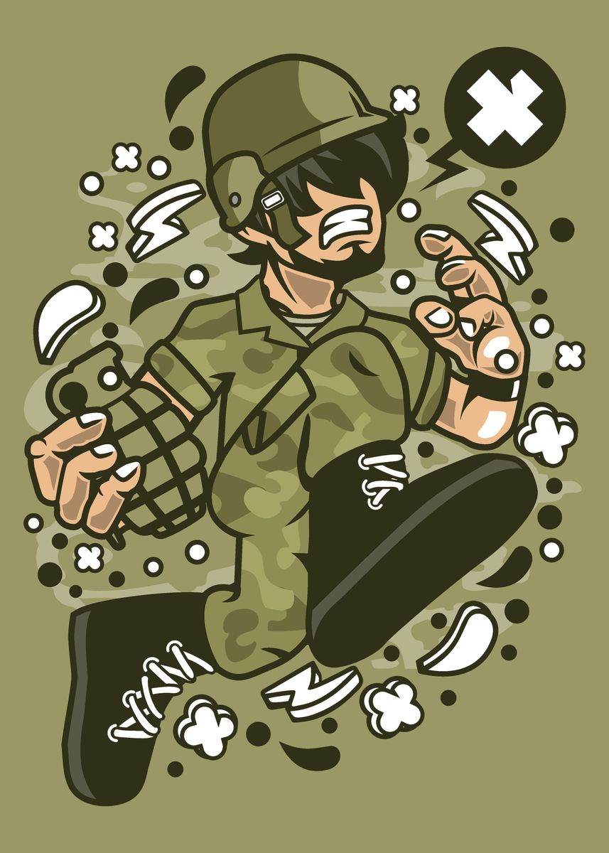 'Soldier Running' Poster, picture, metal print, paint by Aloke Design ...