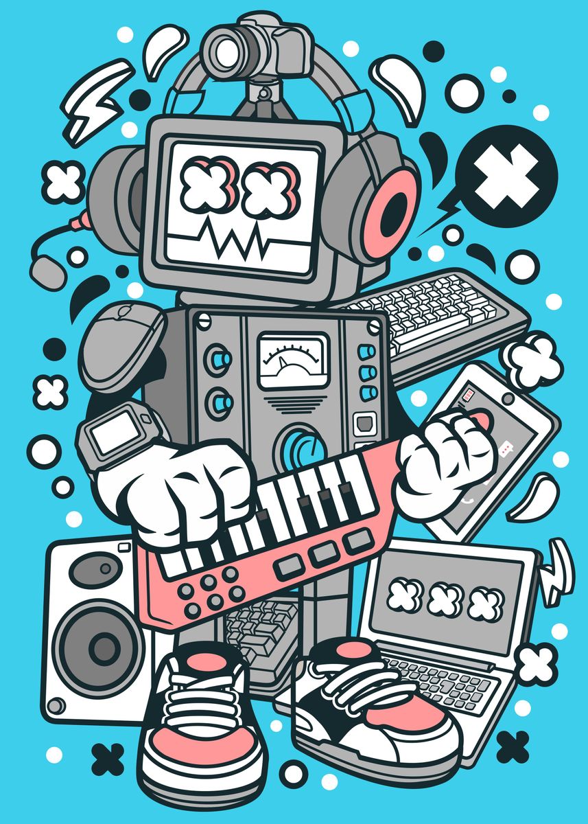 'Robot Machine' Poster, picture, metal print, paint by Aloke Design ...