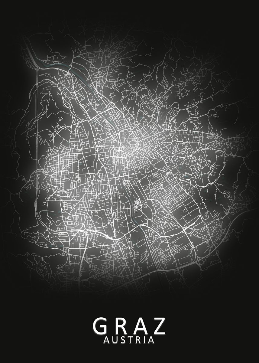 'Graz Austria City Map' Poster by City Map Art Prints | Displate