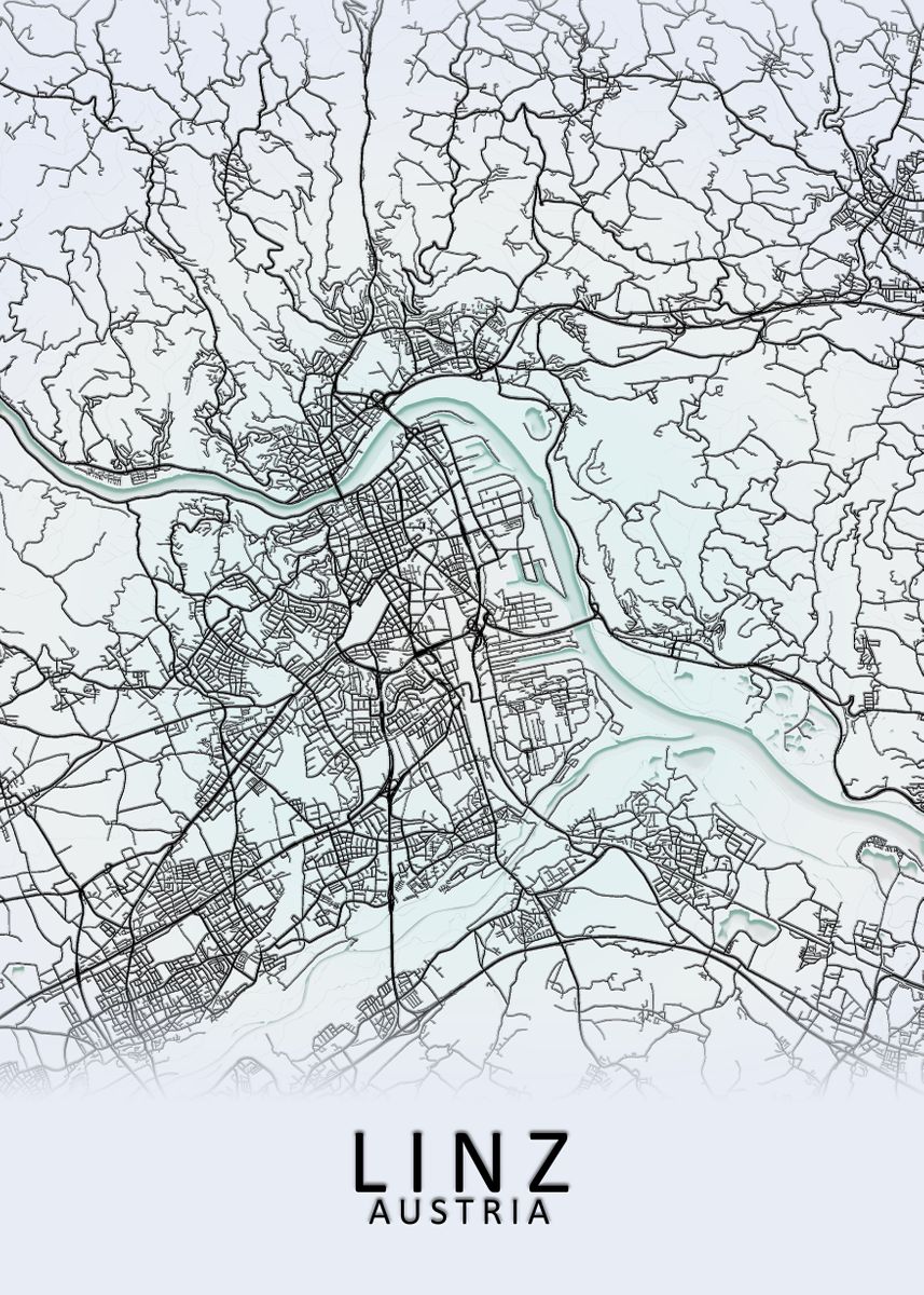 'Linz Austria City Map' Poster, picture, metal print, paint by City Map ...