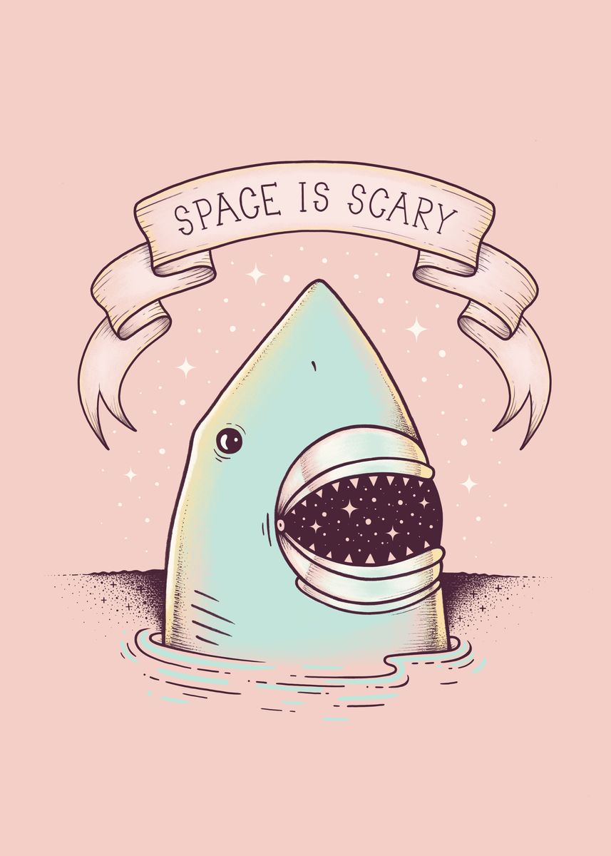 'Space is Scary' Poster, picture, metal print, paint by Enkel Dika ...