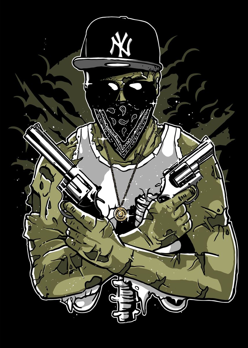 'Gangsta Zombie' Poster, picture, metal print, paint by Aloke Design ...