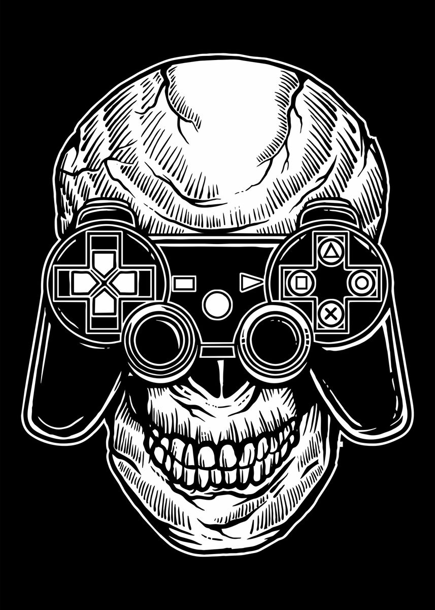 'Skull Gamers' Poster, picture, metal print, paint by Aloke Design ...