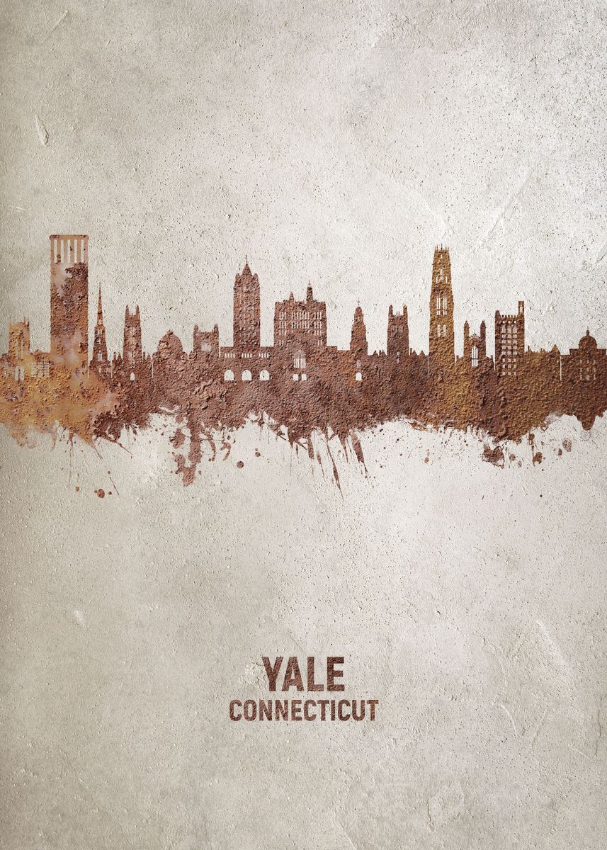 'Yale Connecticut Skyline' Poster, picture, metal print, paint by ...