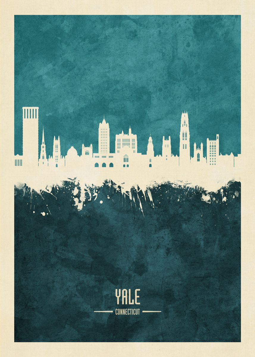 'Yale Connecticut Skyline' Poster by Michael Tompsett | Displate