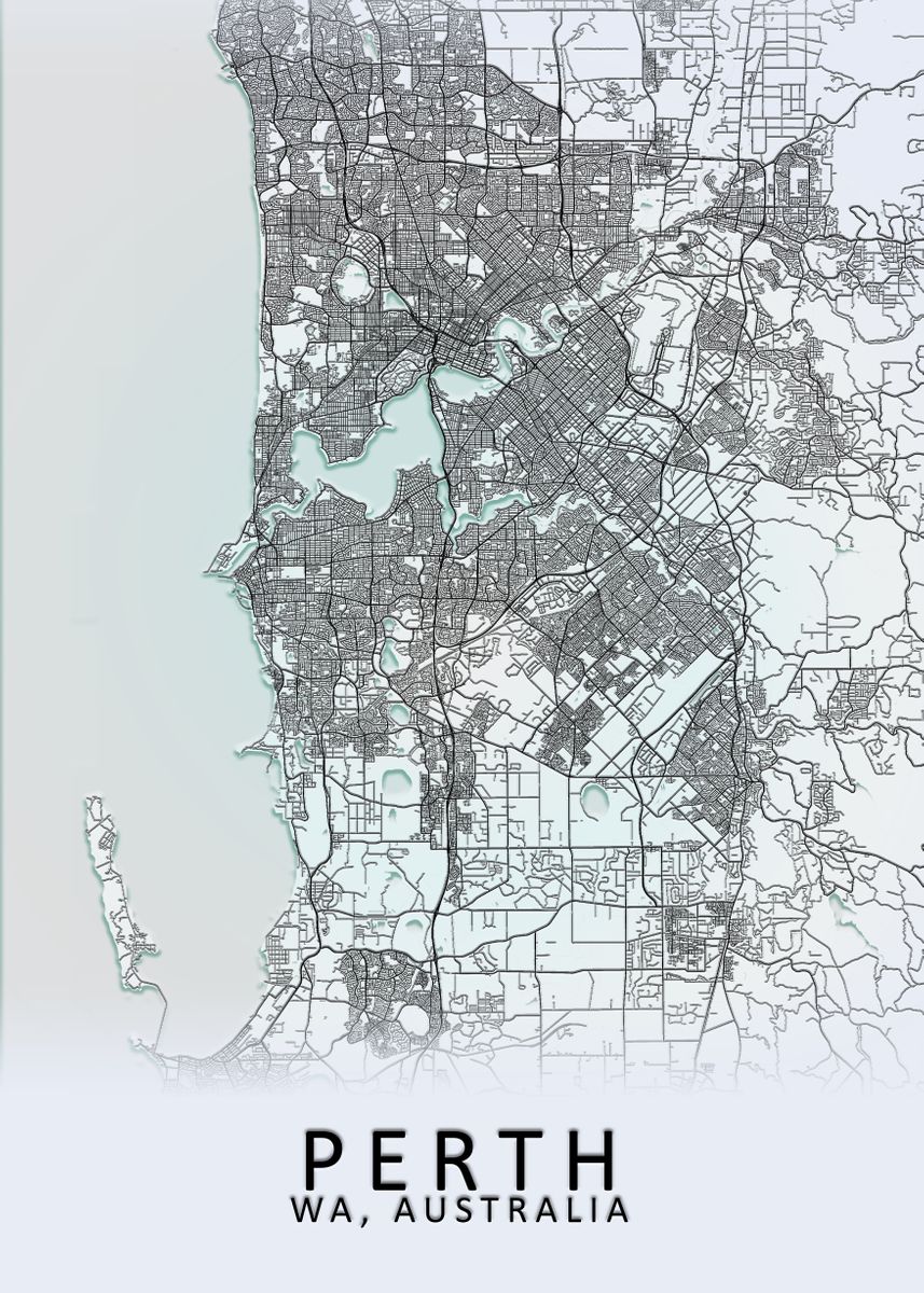 'Perth Australia City Map' Poster, picture, metal print, paint by City ...
