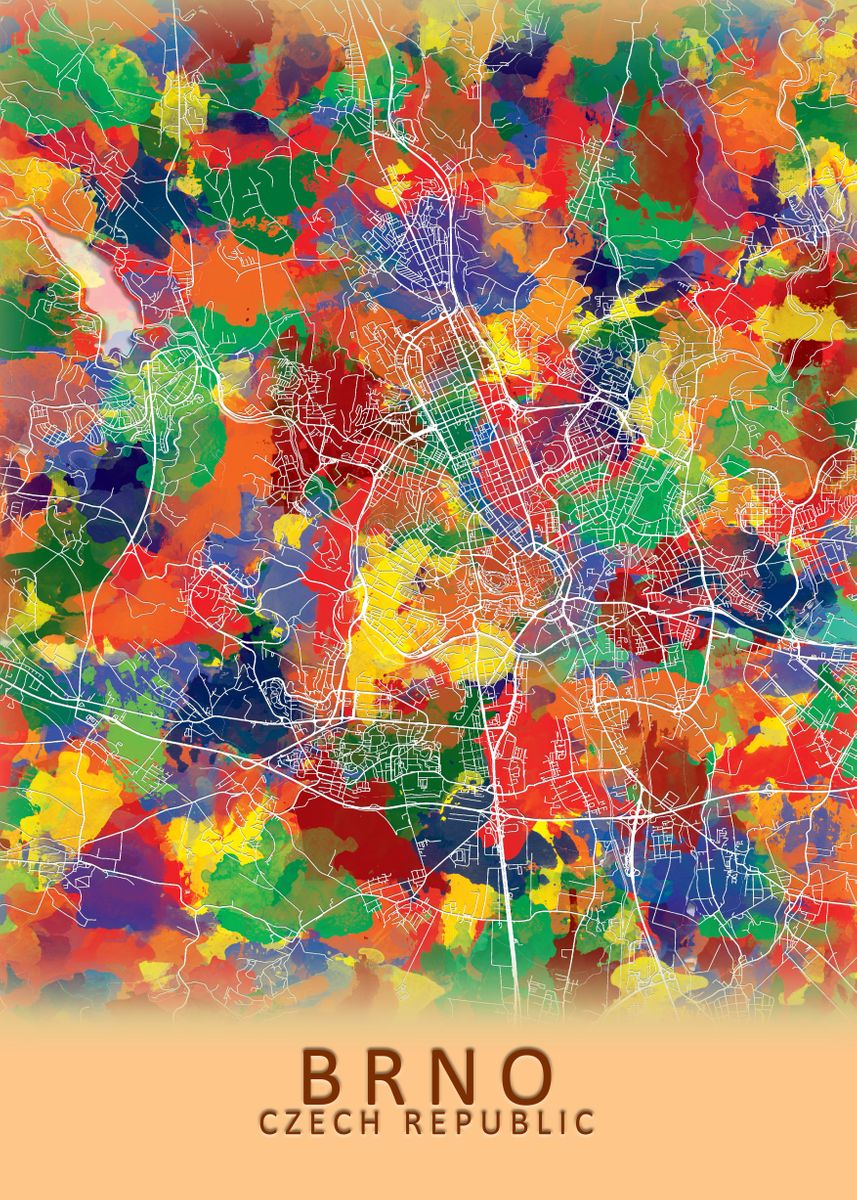 'Brno Czech Republic Map' Poster, picture, metal print, paint by City ...