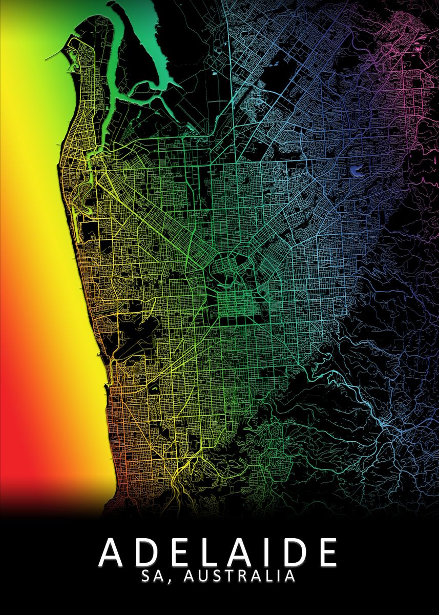 'Adelaide Australia Map' Poster by City Map Art Prints | Displate