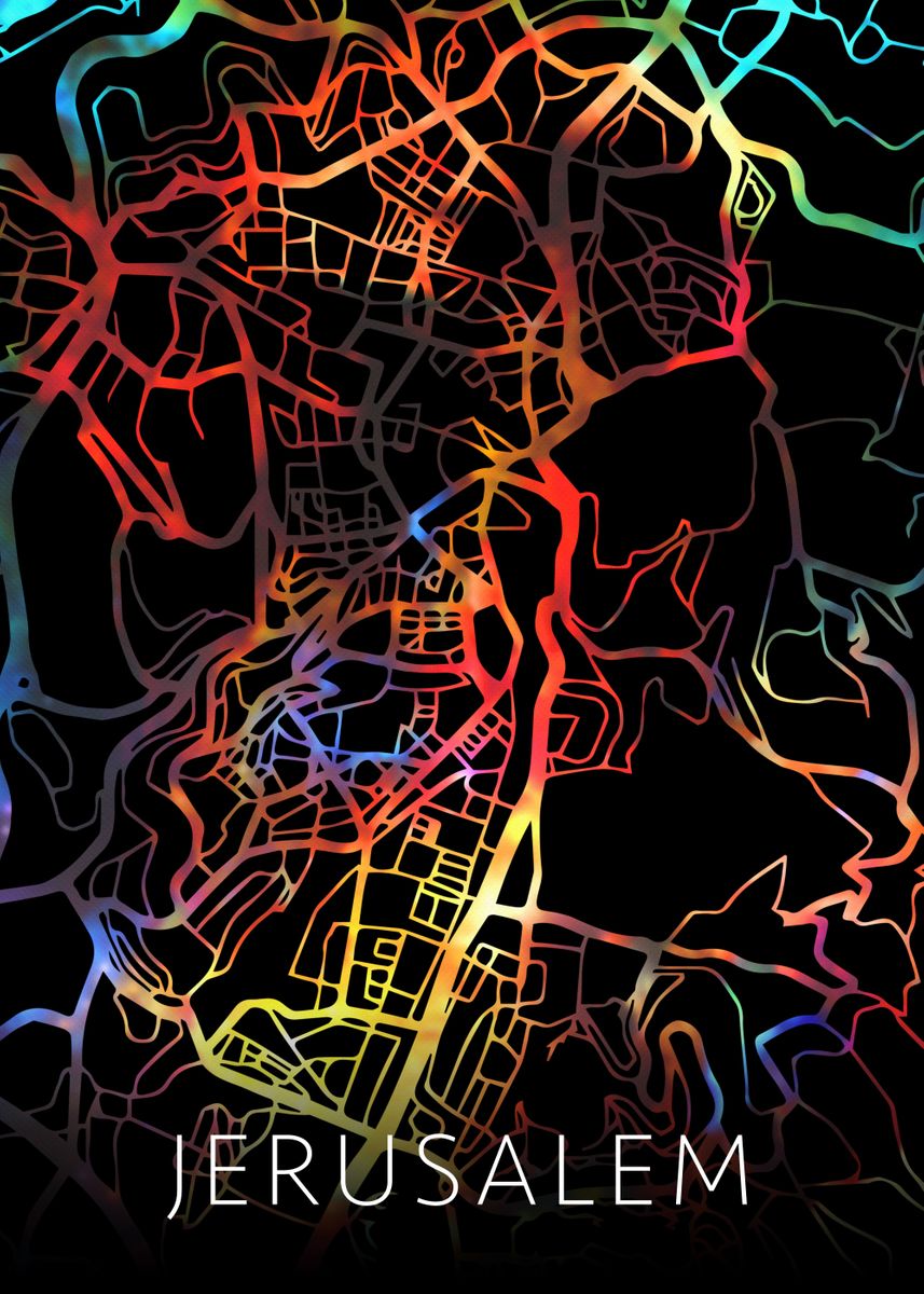 'Jerusalem Israel City Map' Poster by Design Turnpike | Displate