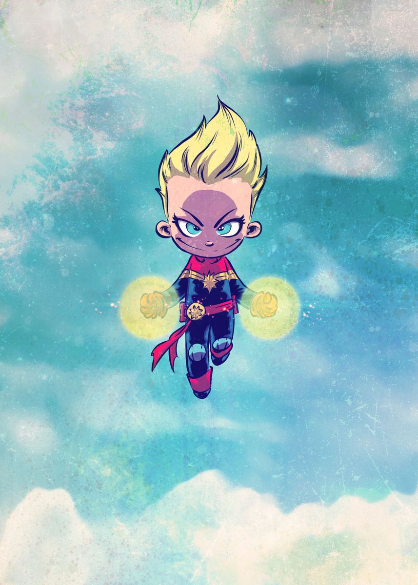'Captain Marvel Cartoon' Poster, picture, metal print, paint by Marvel ...