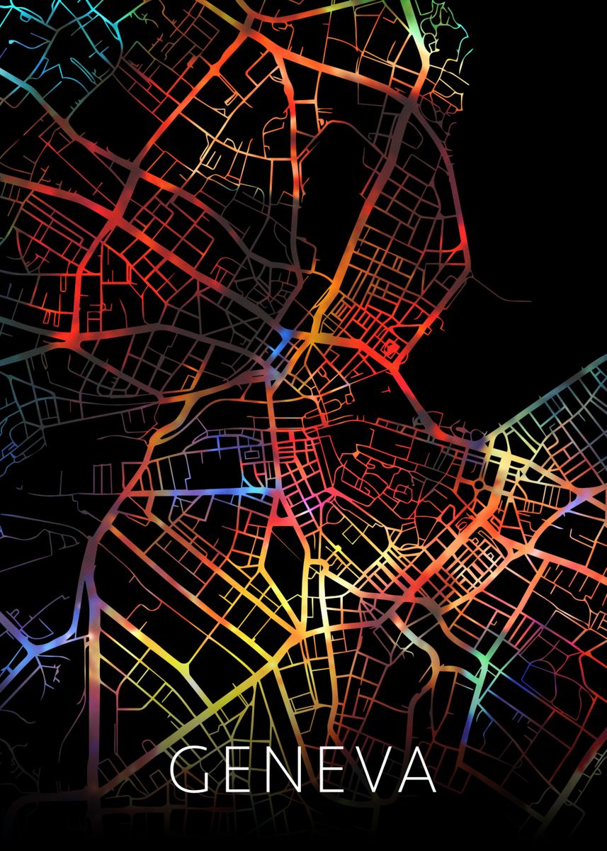 'Geneva City Street Map' Poster by Design Turnpike | Displate