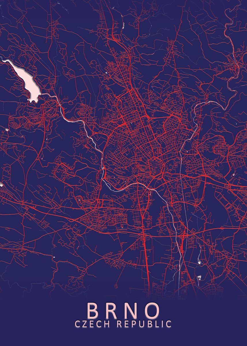 'Brno Czech Republic Map' Poster, picture, metal print, paint by City ...