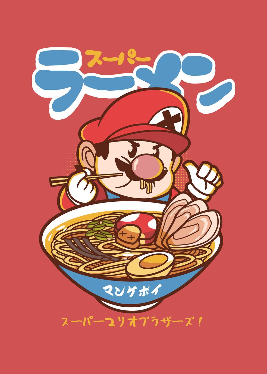 'MarioRamen' Poster, picture, metal print, paint by mankeeboi | Displate