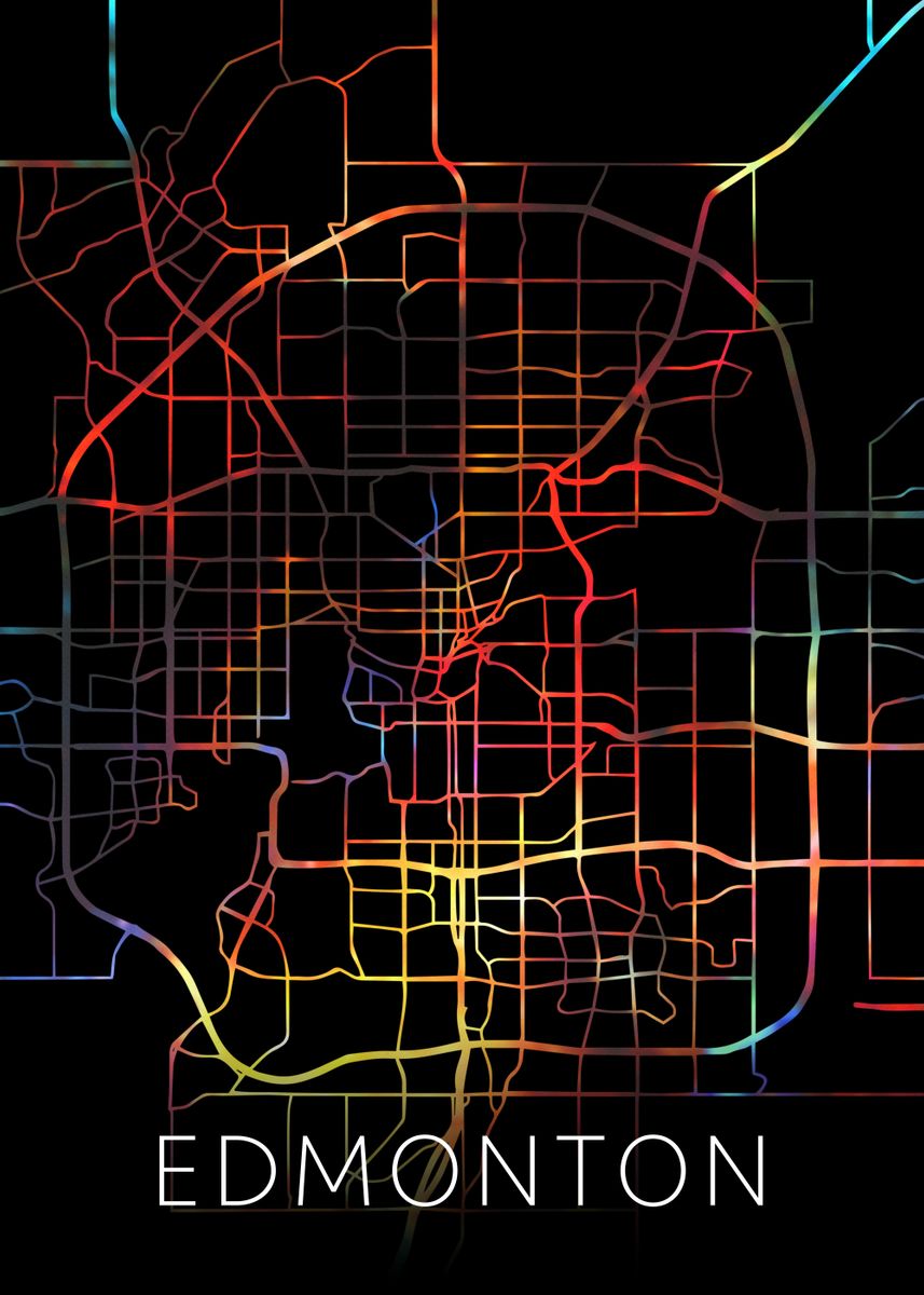 'Edmonton City Street Map' Poster, picture, metal print, paint by ...
