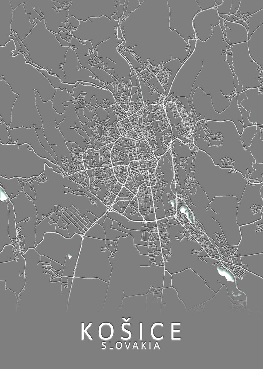 'Kosice Slovakia City Map' Poster, picture, metal print, paint by City ...