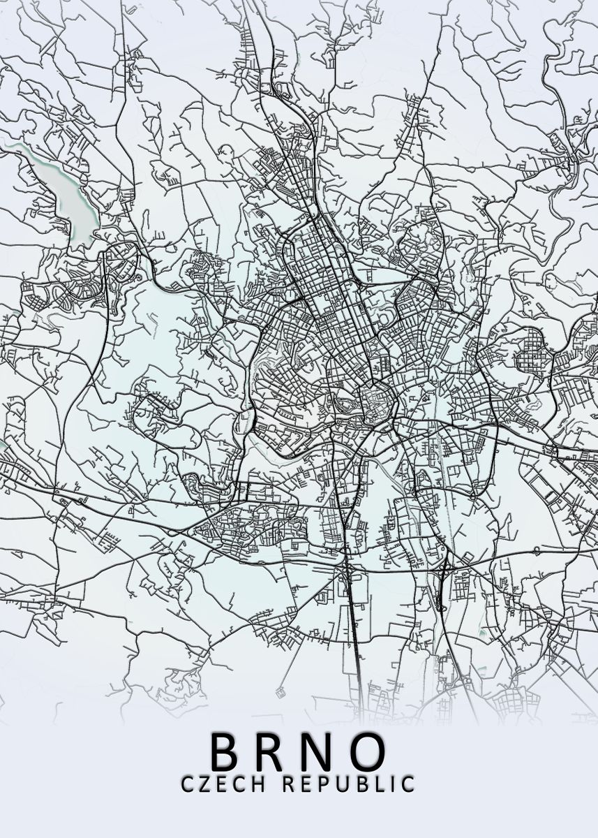 'Brno Czech Republic Map' Poster, picture, metal print, paint by City ...