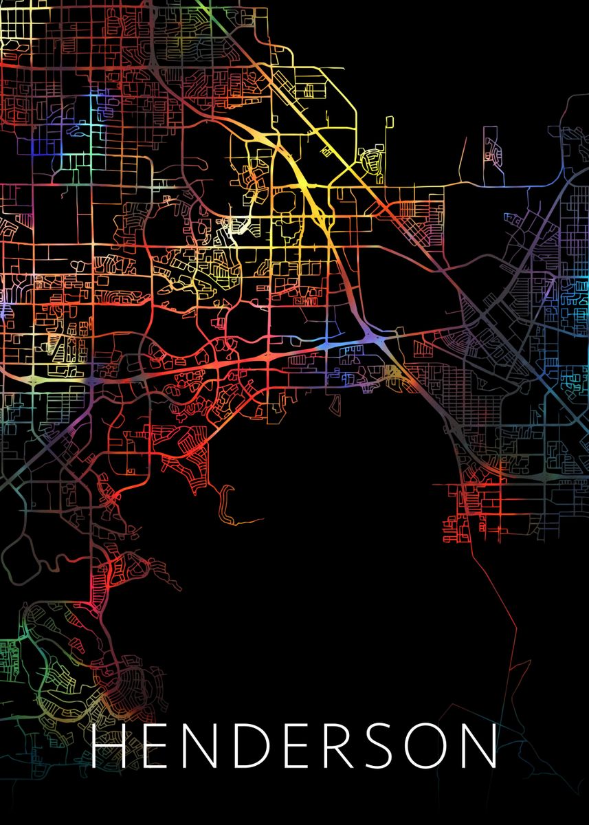 'Henderson Nevada City Map' Poster, picture, metal print, paint by ...
