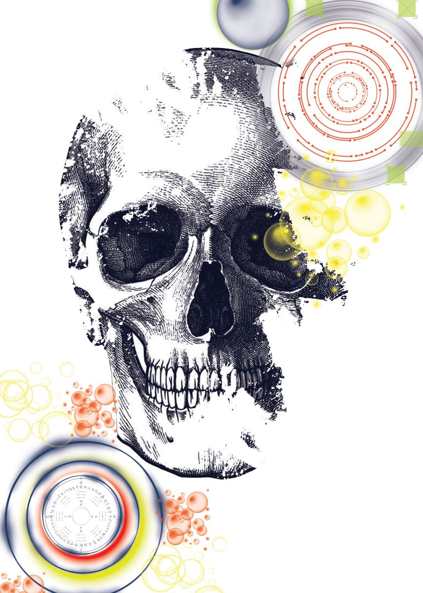 'Tech Skull' Poster, picture, metal print, paint by Justin Edmonds ...