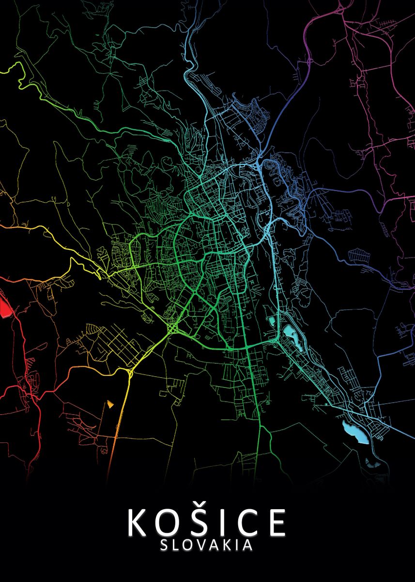 'Kosice Slovakia City Map' Poster, picture, metal print, paint by City ...