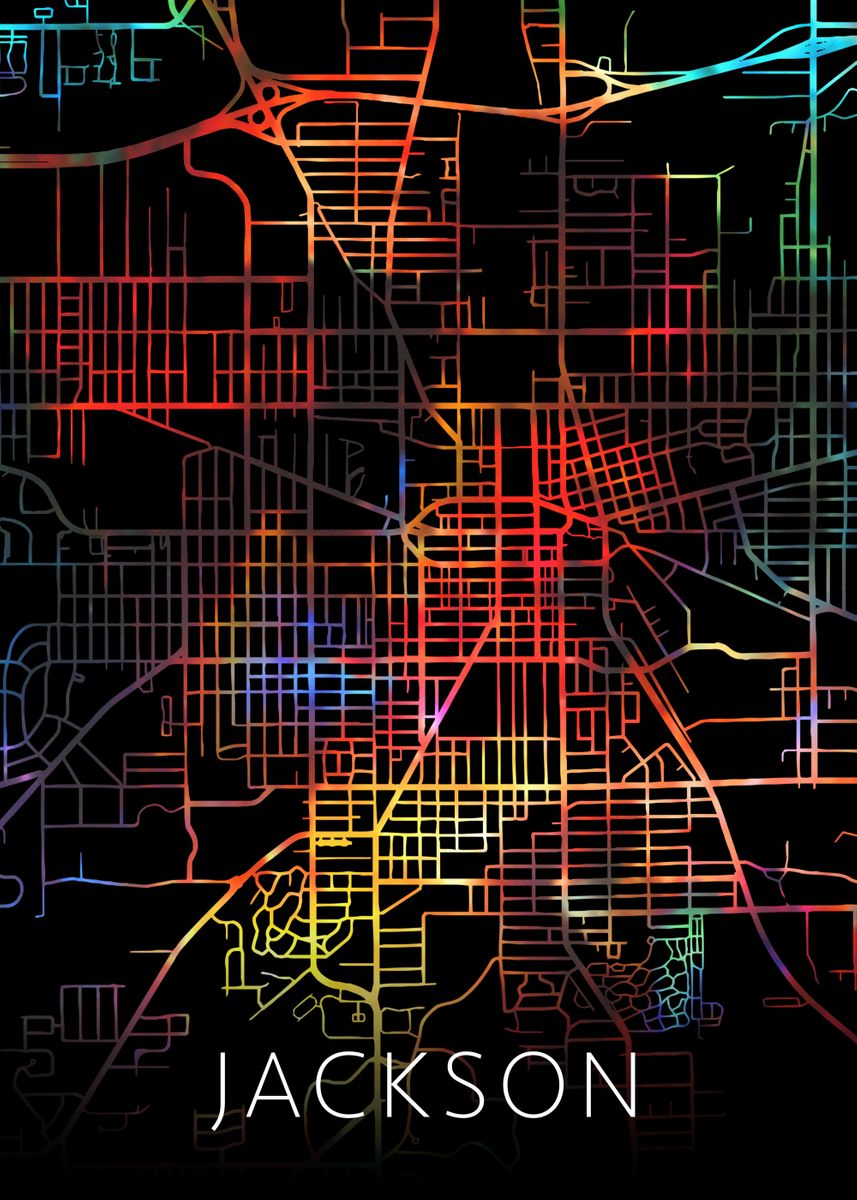 'Jackson Mississippi Map' Poster, picture, metal print, paint by Design ...