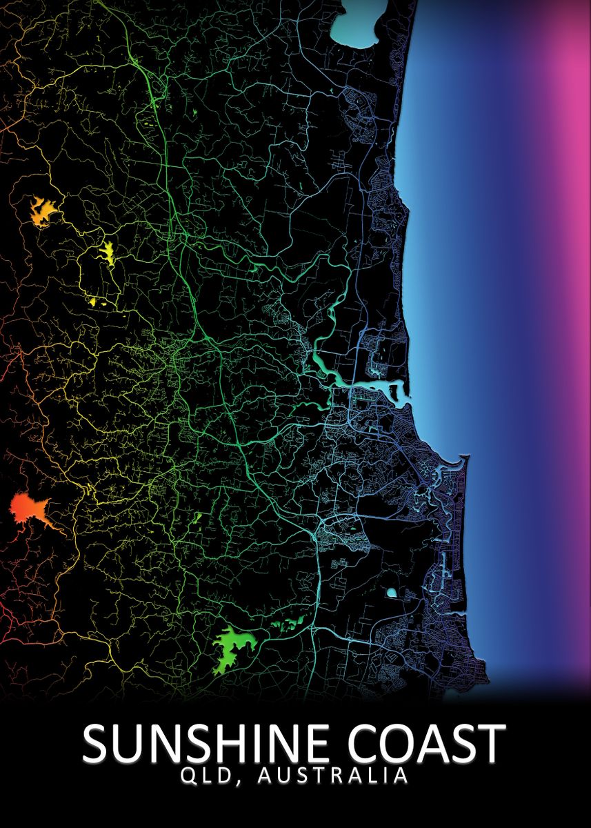 'Sunshine Coast Australia' Poster by City Map Art Prints | Displate