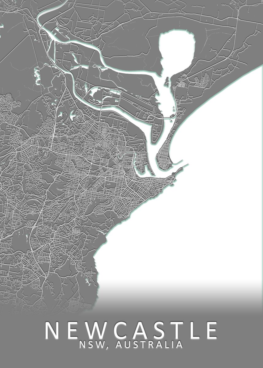 'Newcastle Australia Map' Poster by City Map Art Prints | Displate