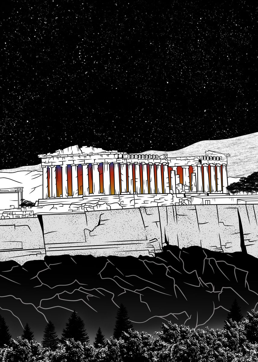 'Parthenon' Poster, picture, metal print, paint by mailbox disco | Displate