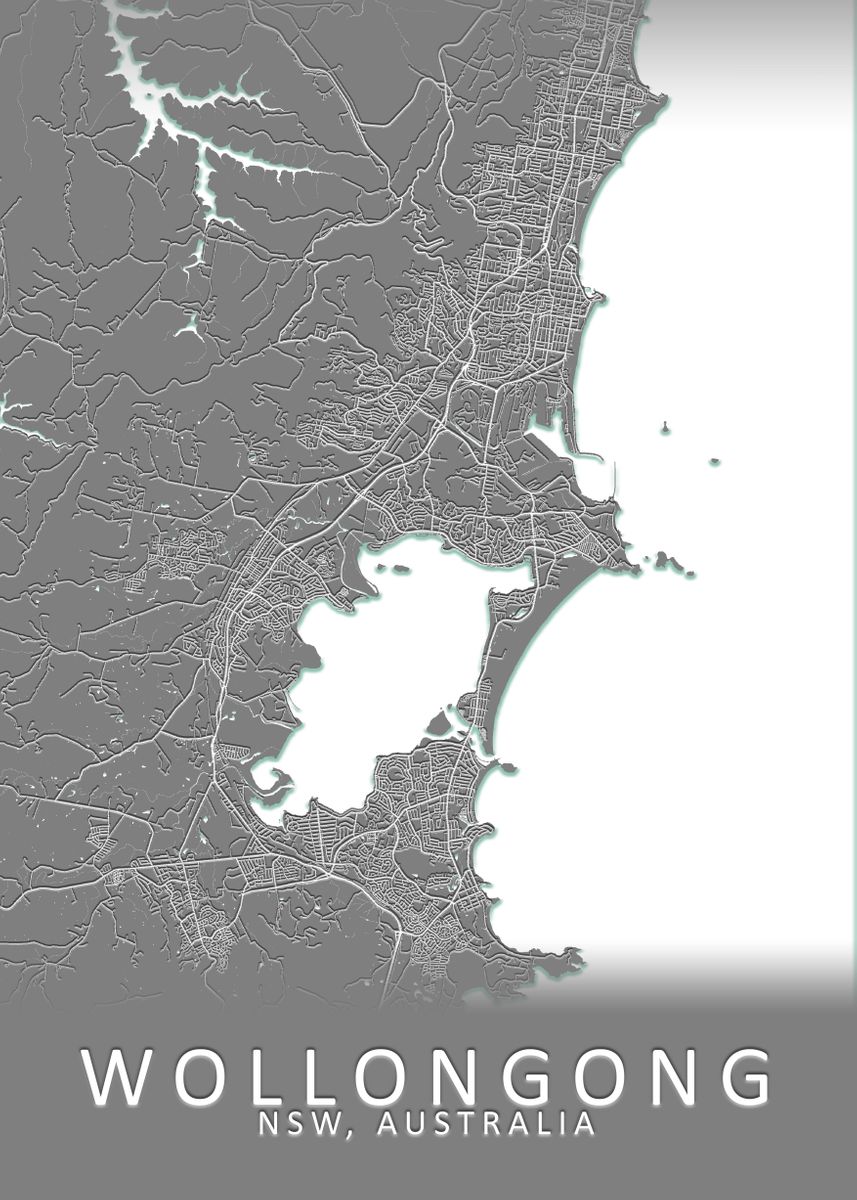 'Wollongong Australia Map' Poster, picture, metal print, paint by City ...